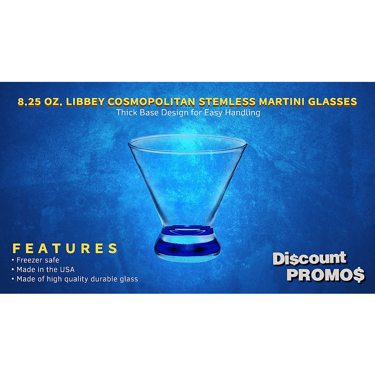 Libbey Martini Glasses 8.25 oz. Set of 10, Bulk Pack - Great for Cocktails, Wedding Favors, Party Favors, Events - Blue