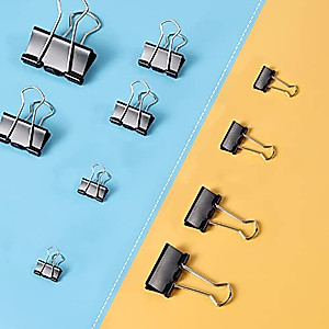 208 PCS Binder Clips Paper Clamps Assorted Sizes, Metal Paper Binder Clip, Black Binding Paperwork Clamp Bulk, School Teachers Office Supplies