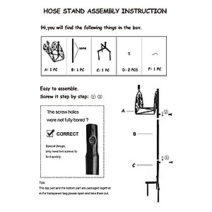 TREEZITEK Garden Hose Holder Hanger Detachable Metal Sturdy Water Hose Storage Stand for Outside Yard Lawn,Black
