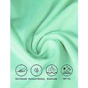 BALEAF Women's Hiking Long Sleeve Shirts with Face Cover Neck Gaiter UPF 50+ Lightweight Quick Dry SPF Fishing Running Hoddie Light Green Size M