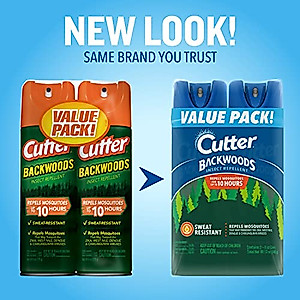 Cutter Backwoods Insect Repellent (2 Pack), Repels Mosquitos for Up To 10 Hours, 25% DEET, 6 Ounce (Aerosol Spray)