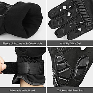 INBIKE Cycling Winter Gloves,for Men Windproof Reflective Thermal Gel Pads Touch Screen MTB Mountain Bike Black Medium