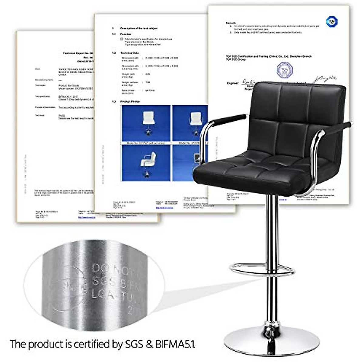 Yaheetech Bar Stools Adjustable Counter Stools Bar Chairs Synthetic Leather Modern Design Swivel Barstools Gas Lift Stools for Kitchen Counter 360 Degree Swivel Seat Top, Set of 2 Black