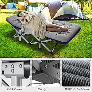 ABORON 2 Pack Folding Camping Cot W/Mat for Adults, Heavy Duty Outdoor Bed with Carry Bag,1200 D Layer Oxford Travel Camp Cots