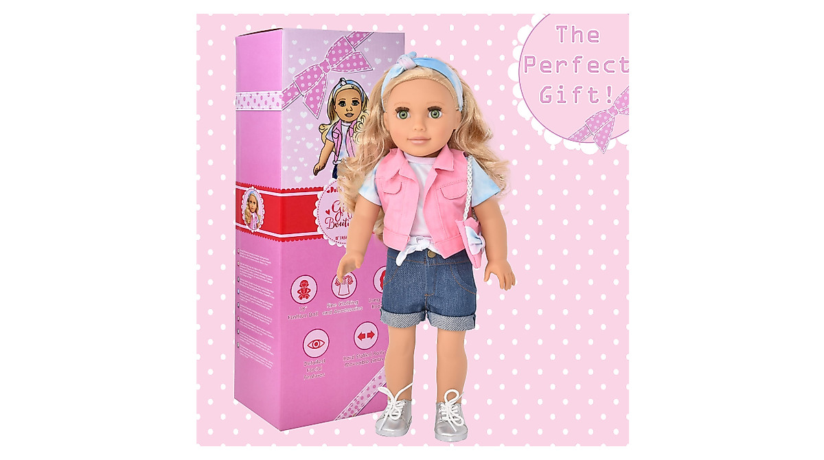 Gift Boutique 18-Inch Girl Doll with Stylish Clothes & Accessories