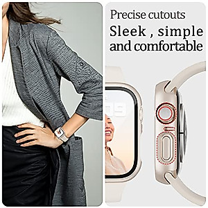 [10 Pack] Case Compatible with Apple Watch Series 8 Series 7 41mm with Tempered Glass Screen Protector, HASDON Full Coverage Hard PC Bumper Cover for iWatch Series 8 7 41mm Accessories