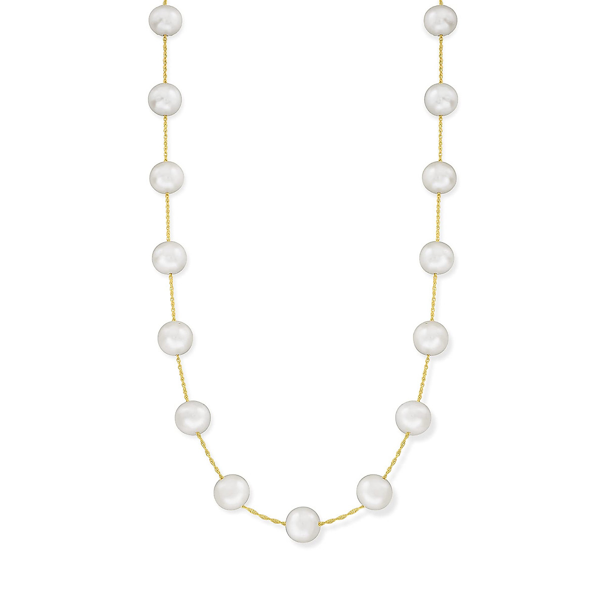 Ross-Simons 7-7.5mm Cultured Pearl Station Necklace in 14kt Yellow Gold. 16 inches