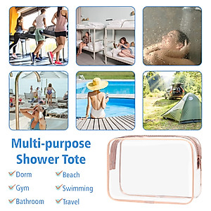 PACKISM Clear Makeup Bag - 4 Pack TSA Approved Toiletry Bag Waterproof Quart Size Travel Bag, Clear Cosmetic Bag for Women, Clear Cosmetic Bags Carry on Airport Airline Compliant Bag, Rose Pink