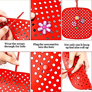 Saintrygo 2 Pieces Shoe Decoration Charm Organizer Shoe Charm Portable Roll Storage Bag Wall Mounted Hanging Silicone Display Stand Not Contain Shoe Charm for Shoe Charm (Red)