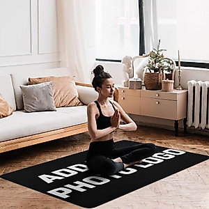 EXYLANOR Personalized Area Rugs with Logo Customized with Photo Text Name Carpets Custom Soft Door Mats Decorative Home Garden Office, Black, 60x40 Inch