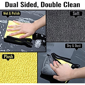 monohomi Microfiber Towels for Cars, 6Pack Soft and Absorbent Car Drying Towel, 24" x 12" 500gsm, Dual-Sided Multipurpose Microfiber Cleaning Cloth for Car Wash, Cleaning, Detailing and Household