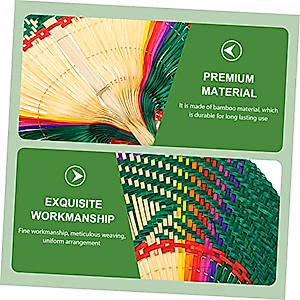 Garneck 2pcs Cattail Fan Natural Bamboo Wicker Wall Decor Hand Fans for Weddings Headboard Fan Palm Fan Bamboo Decor Bamboo Fan Retro Decor Cool Pu Fan Hawaii Banquet Literature and Art