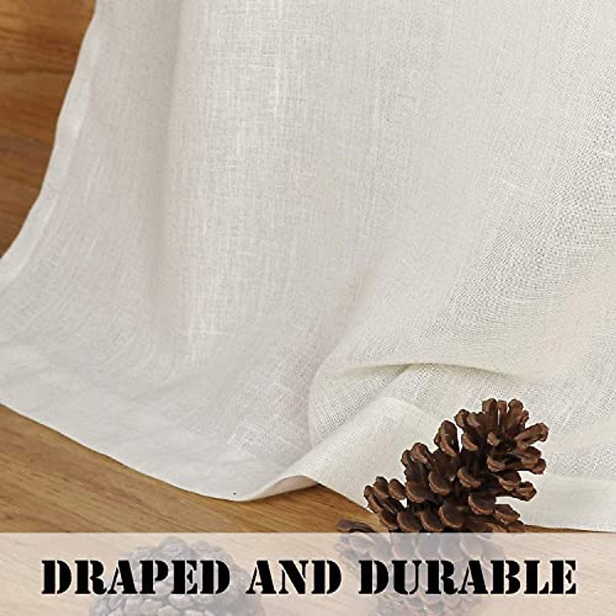 H.VERSAILTEX 2 Pack Ultra Luxurious High Woven Linen Elegant Curtains Grommet Semi Sheer Curtain Panels Light Filtering Privacy Panels Drapes, Nickel Grommet, Extra Long 52x108-Inch, Heathered Natural