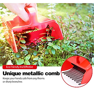 1/2/4 Pack Berry Picker, Berry Pickers and Rakes with Metallic Comb and Ergonomic Handle for Easier Berry Picking, Blueberry Rake Scoop for Blueberries, Lingonberries and Huckleberries(1 Pack)