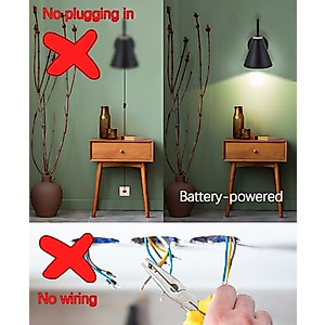 Battery Operated Black Industrial Wall Sconce Set of 2, Easy to Install Not Wires, USB Rechargeable Battery with Remote Control Led Light, Dimmable Wall Lamp Fixtures for Bedroom Farmhouse Gallery RV