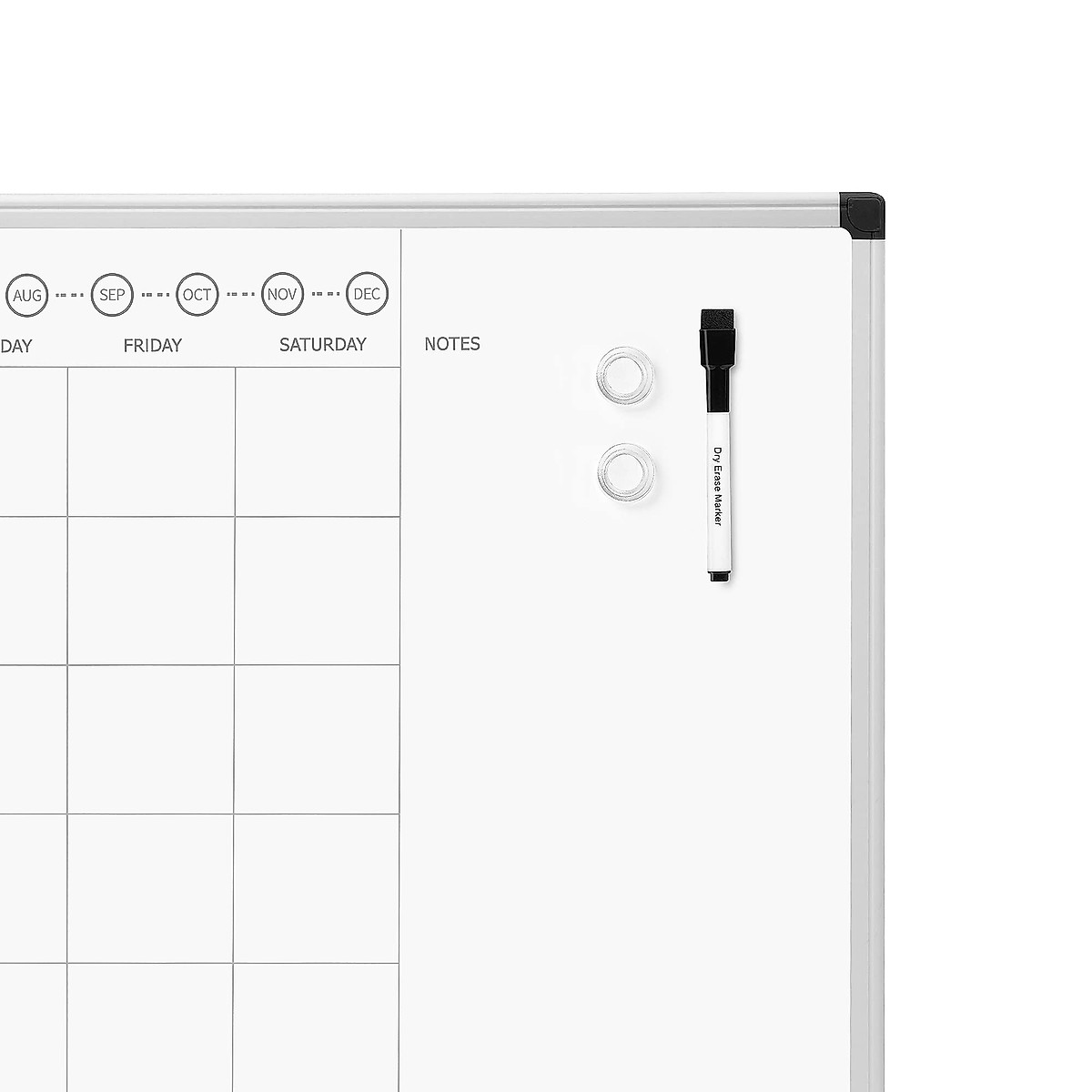 Amazon Basics Monthly Calendar Whiteboard Dry Erase and Cork Board, Silver Aluminium Frame, 24 x 36 Inches