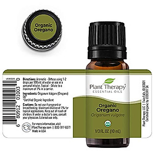 Plant Therapy Oregano Organic Essential Oil 100% Pure, USDA Certified Organic, Undiluted, Natural Aromatherapy, Therapeutic Grade 10 mL (1/3 oz)