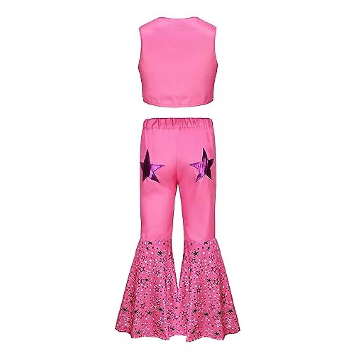 Girls Cowboy Costume Movie Pink 80s Cowgirl Kids Uniform Set with Scarf and Earrings ZF019S