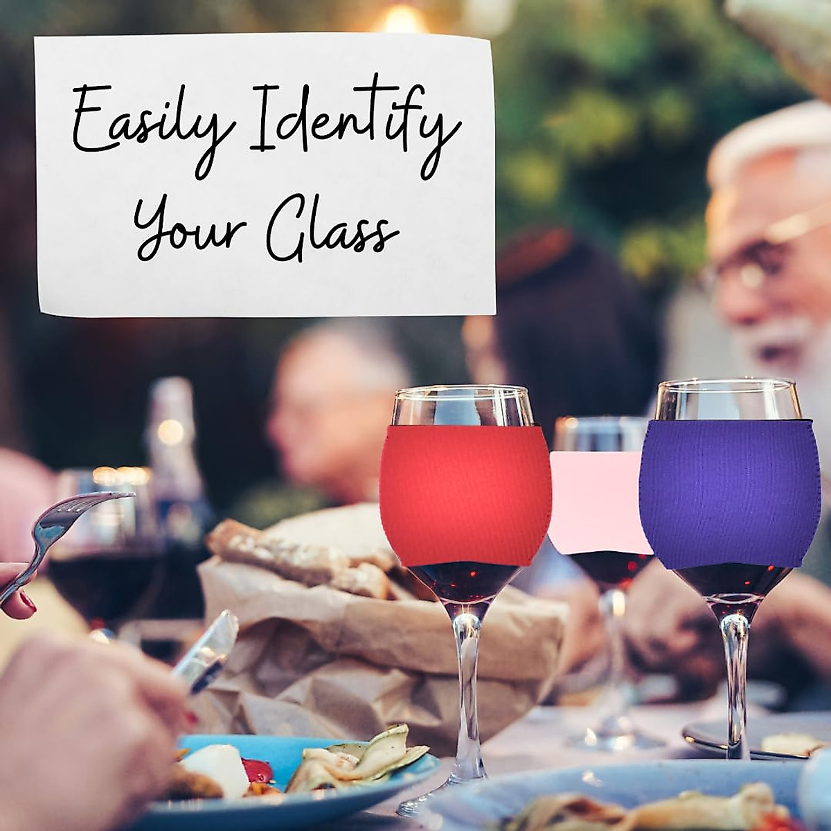 TahoeBay Blank Wine Glass Sleeves (6-Pack) Neoprene Insulator Ornaments for Sublimation, Infusible Ink, Heat Transfer Vinyl Drink Identification 12oz Wine Glass Accessories