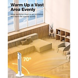 Space Heater for Large Room, 34" Tower Heater with Remote, 1500W Space Heater with 12H Timer, 70° Oscillating, Adjustable Thermostat, Overheating & Tip-over Protection for Garage, Home Indoor Use