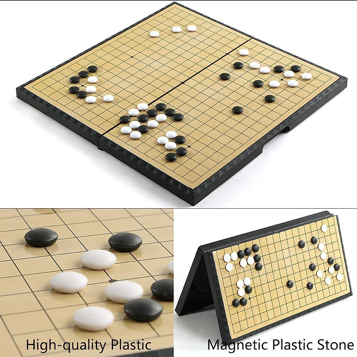 Luoyer 11 Inch Go Game Set Magnetic Travel Board Game Small Portable Folding Chinese Weiqi Gomoku Classic Strategy Game with Plastic Go Pieces