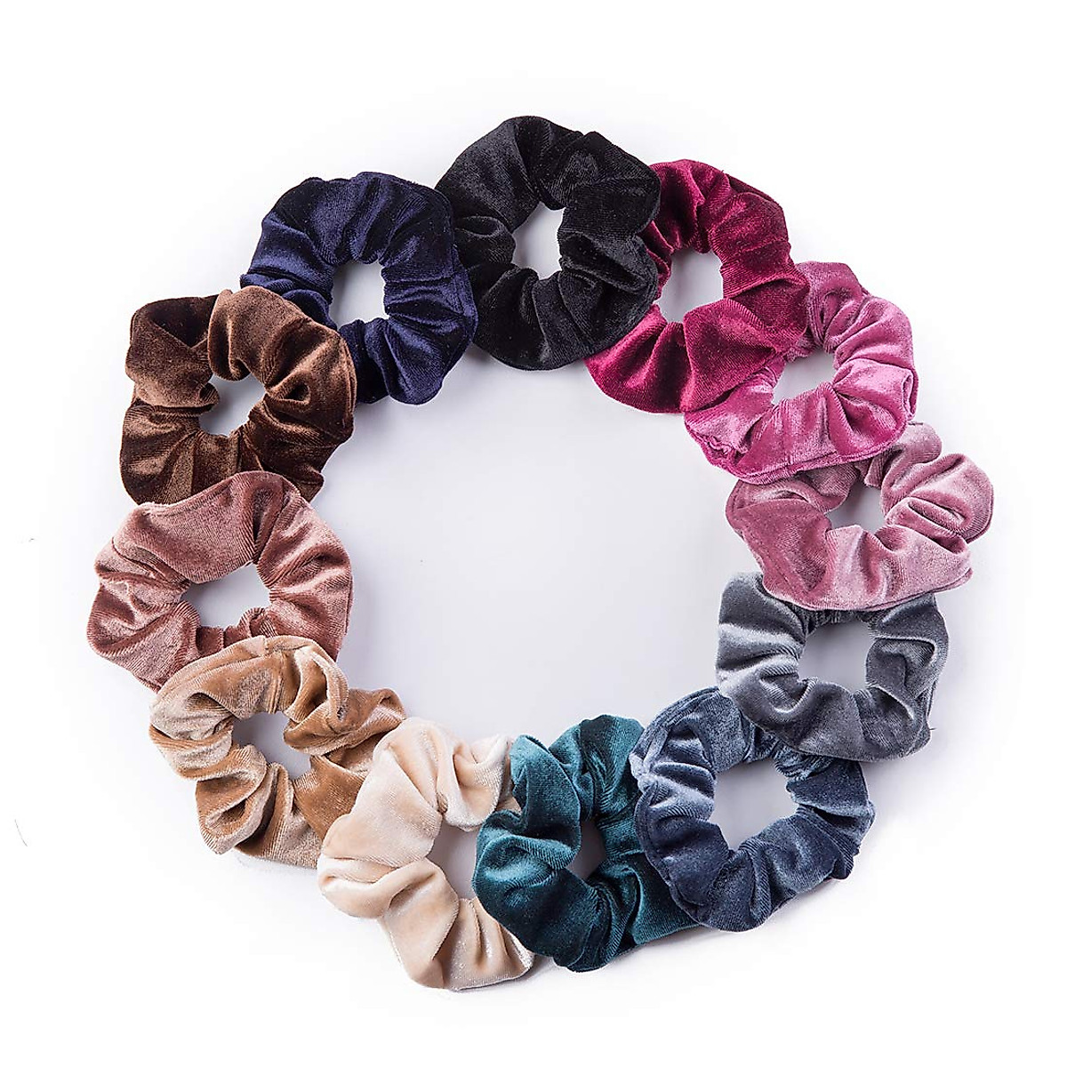 12 Pack Velvet Hair Scrunchies Scrunchy Hair Ties Elastic Hair Bands Ropes Scrunchie for Women or Girls Hair Accessories (12 Colors)