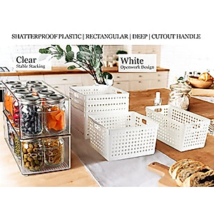 JOOFLI Bins/Baskets Organizers and Storage - 8 Pack Plastic Organization for Organizing Pantry Kitchen Bathroom and More