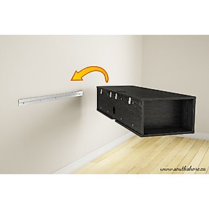 South Shore City Wall Mounted Media Audio/Video Console, Black Oak