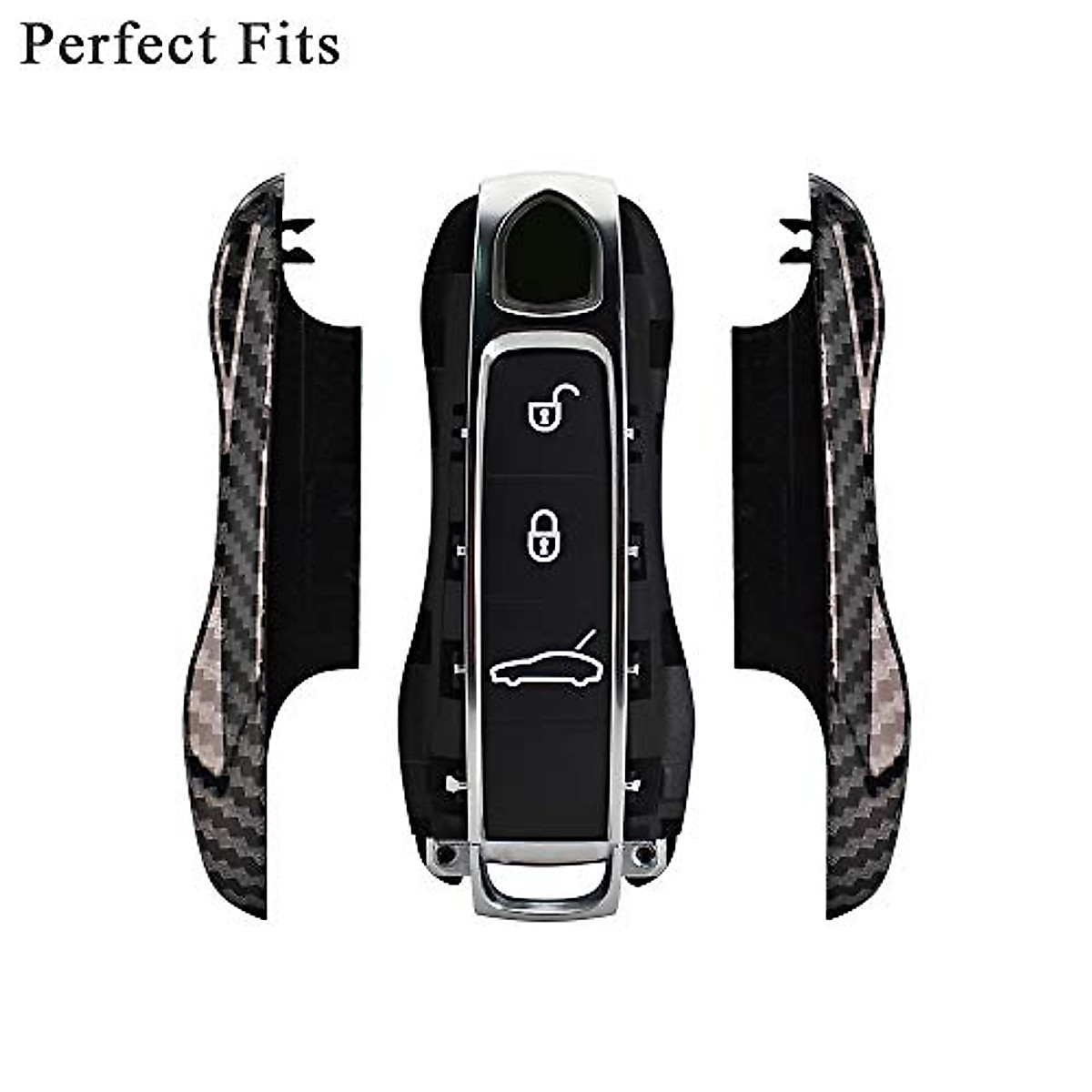 SANRILY Samrt Key Fob Replacement Cover for Porsche Cayenne 911 Taycan Panamera 2020 Keyless Entry Remote Key Case ABS Plastic Key Protector Shell Silver