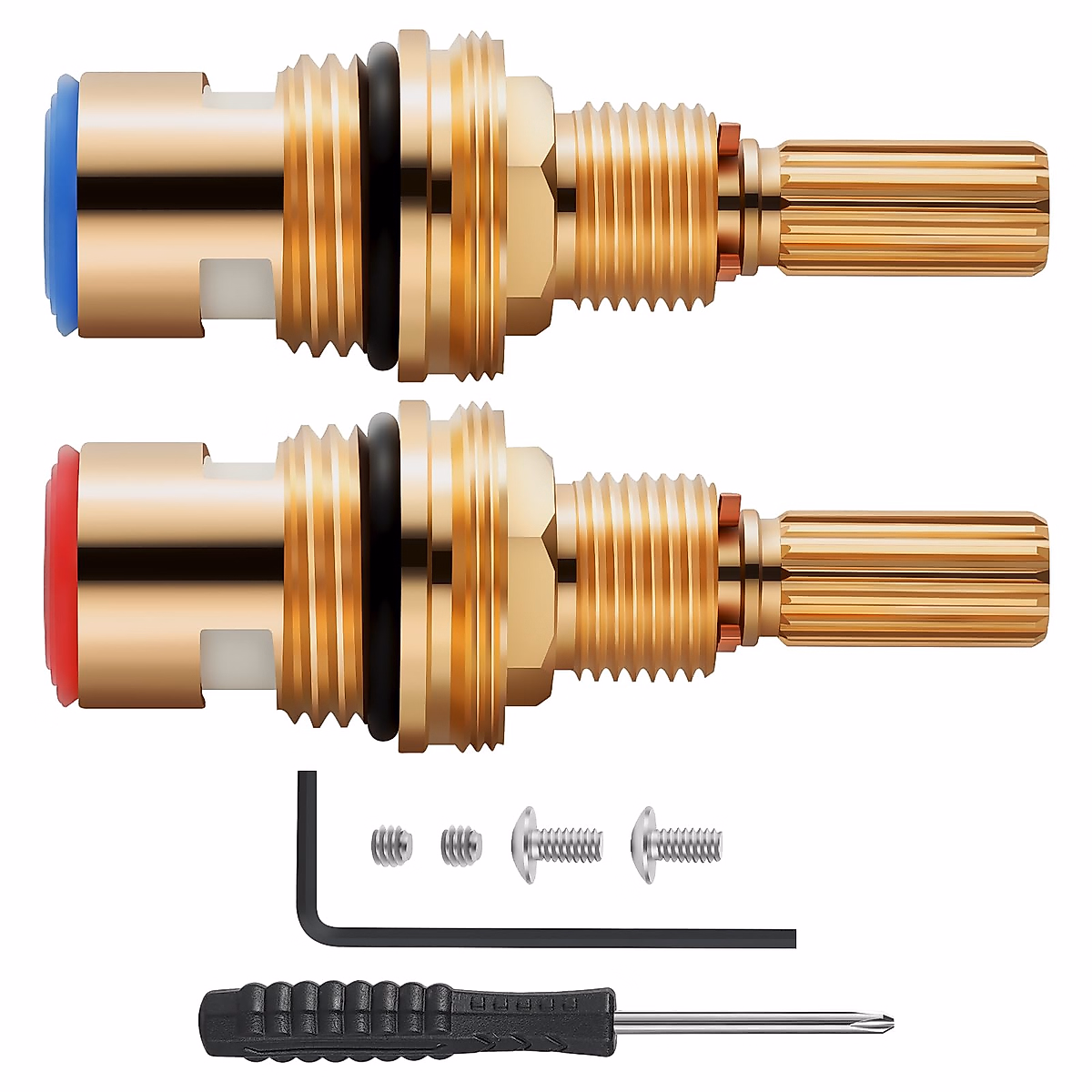 Brass 1-001 & Brass 1-002 Faucet Cartridge Set, Brass Hot & Cold Faucet Cartridge Replacement for Bathroom Basin Faucet, include Brass 1-001 and 1-002 Cartridge