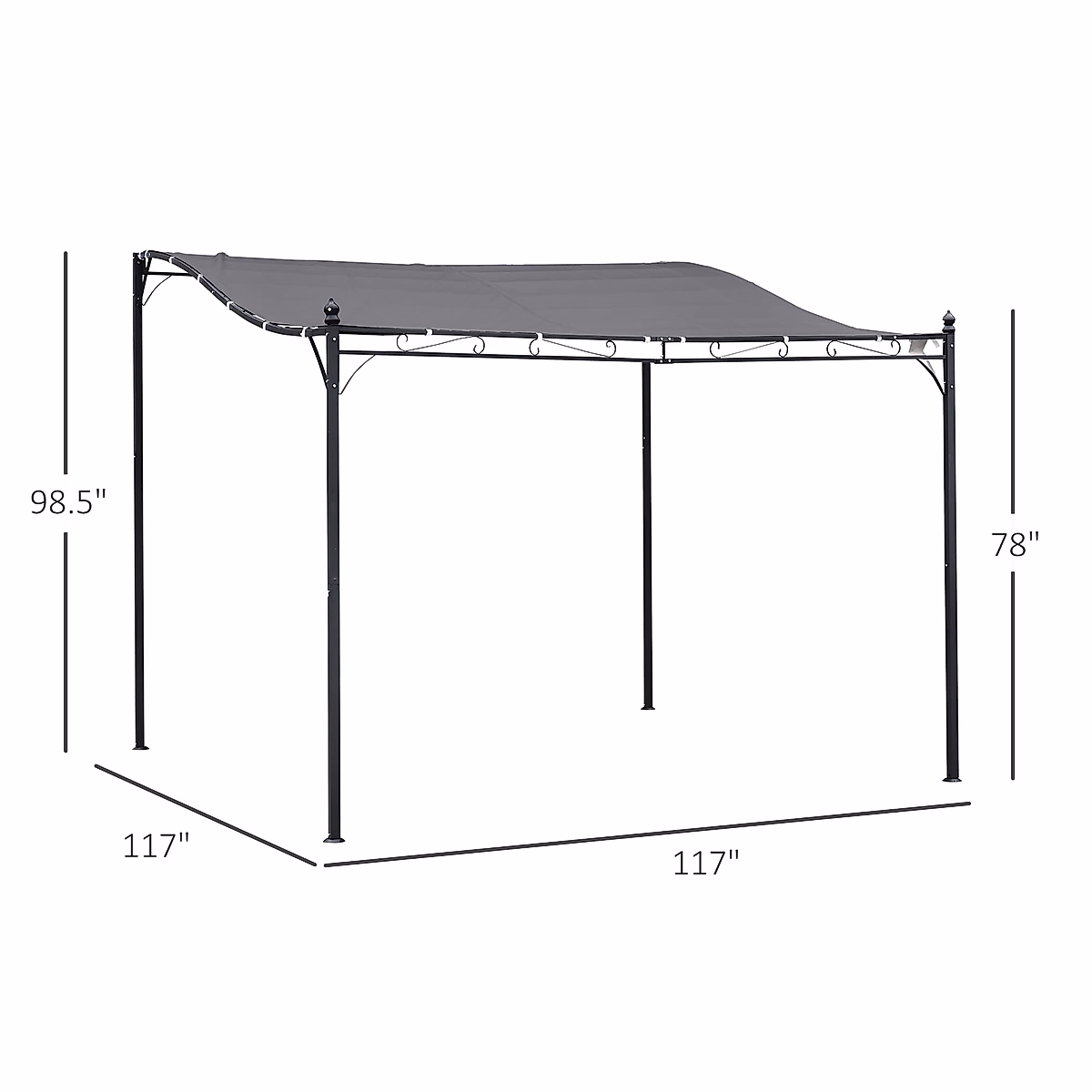 Outsunny 10' x 10' Steel Outdoor Pergola Gazebo, Patio Canopy with Weather-Resistant Fabric and Drainage Holes for Backyard, Deck, Garden, Gray