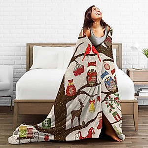 Throw Blanket 30x40 Inch,Christmas Bird Winter Tree Flannel Soft Cozy Fluffy Throw Blankets and Warm Throws for Adults in Couch Sofa Bed 40x30 Inch