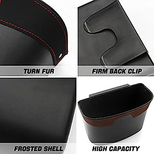 AUCELI Car Trash Can, Dustbin Container for Auto Seatback, Hanging Mini Car Garbage Bin, Portable Rubbish Waste Basket Storage Organizer with Clip, Interior Accessories for Vehicle Home Office