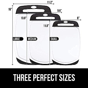 Gorilla Grip Cutting Board Set of 3 of and Silicone Oven Mitts Set of 2, Black Cutting Boards are Dishwasher Safe, Black Silicone Oven Mitts are Waterproof, 2 Item Bundle