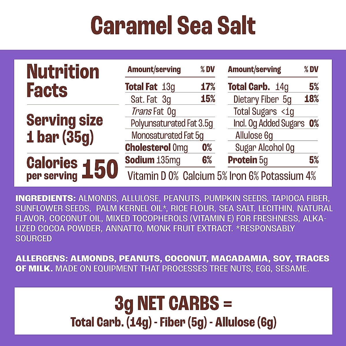 Munk Pack Nut & Seed Bar Caramel Sea Salt | 1g Sugar, Low Carb & Keto, 5g Protein | Gluten Free, Plant Based, Zero Added Sugar | Sweet & Salty Breakfast & Snack Bars | 12 Count