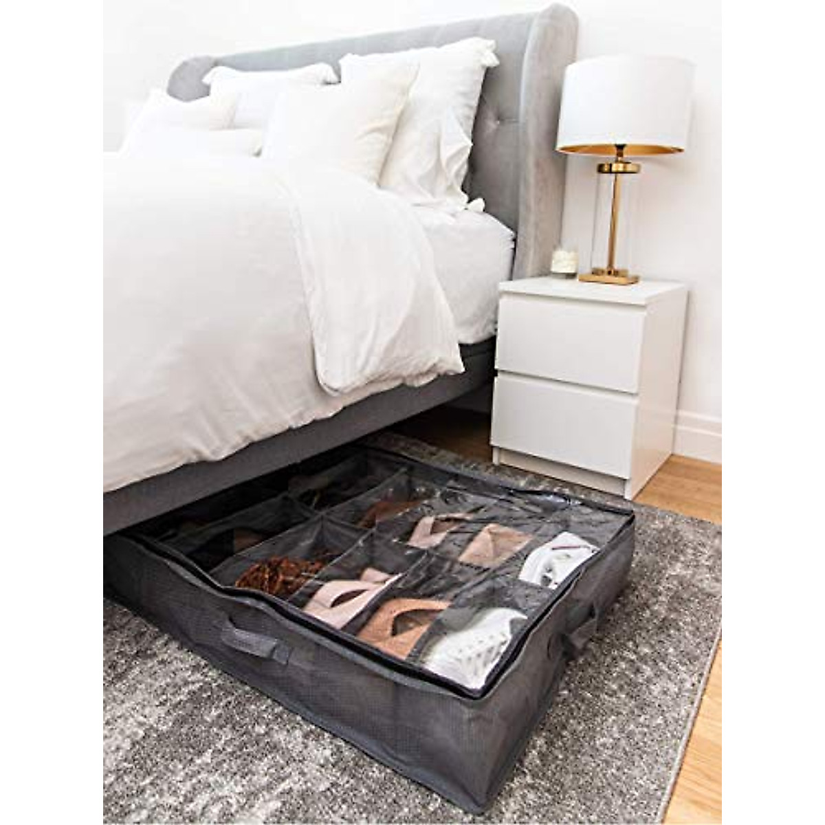 Set of 2 Under Bed Shoe Organizer and Storage for Men, Women and Kids for Up to 12 Pairs Each