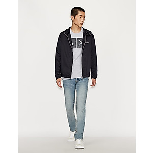 A|X ARMANI EXCHANGE mens Crew Quited Logo Tee T Shirt, Heather Grey, Medium US