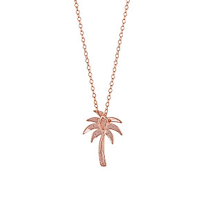 DZON Sterling Silver 1/20ct TDW Real Diamond Palm Tree Pendant Necklace for Women A Love Gift (I-J, I2)
