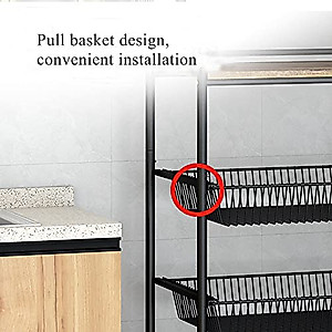 MOAMUN Kitchen Storage Rolling Cart 5-Tier Kitchen Rack Metal Standing Shelf Storage Shelving Unit Organizer for Kitchen Bathroom Garage Pantry