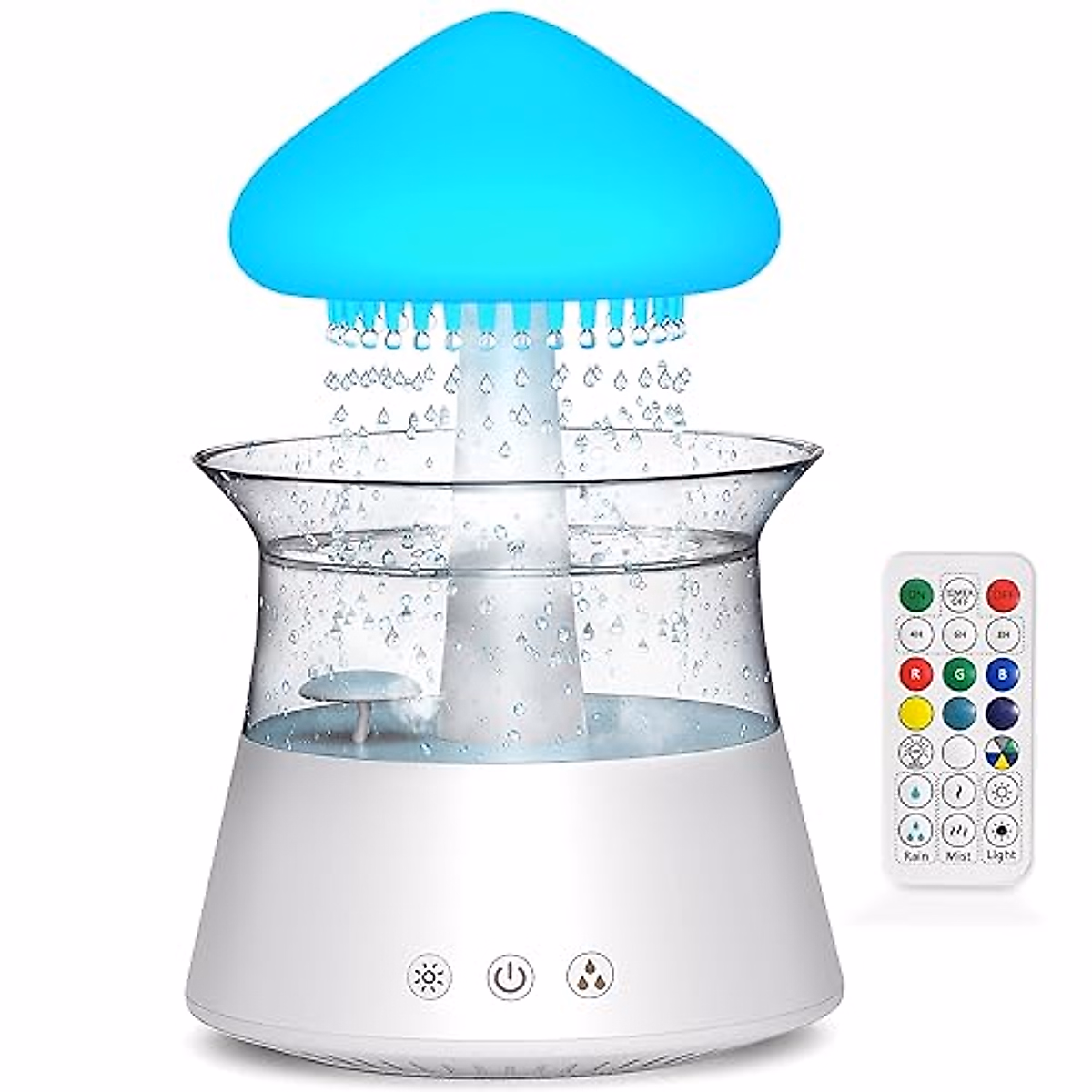 Diffuserlove Rain Cloud Humidifier Diffuser Water Drip Humidifier with Remote Waterfall Lamp Mushroom Humidifier Rain Sounds White Noise Humidifier Air Humidifiers for Bedroom Desk…