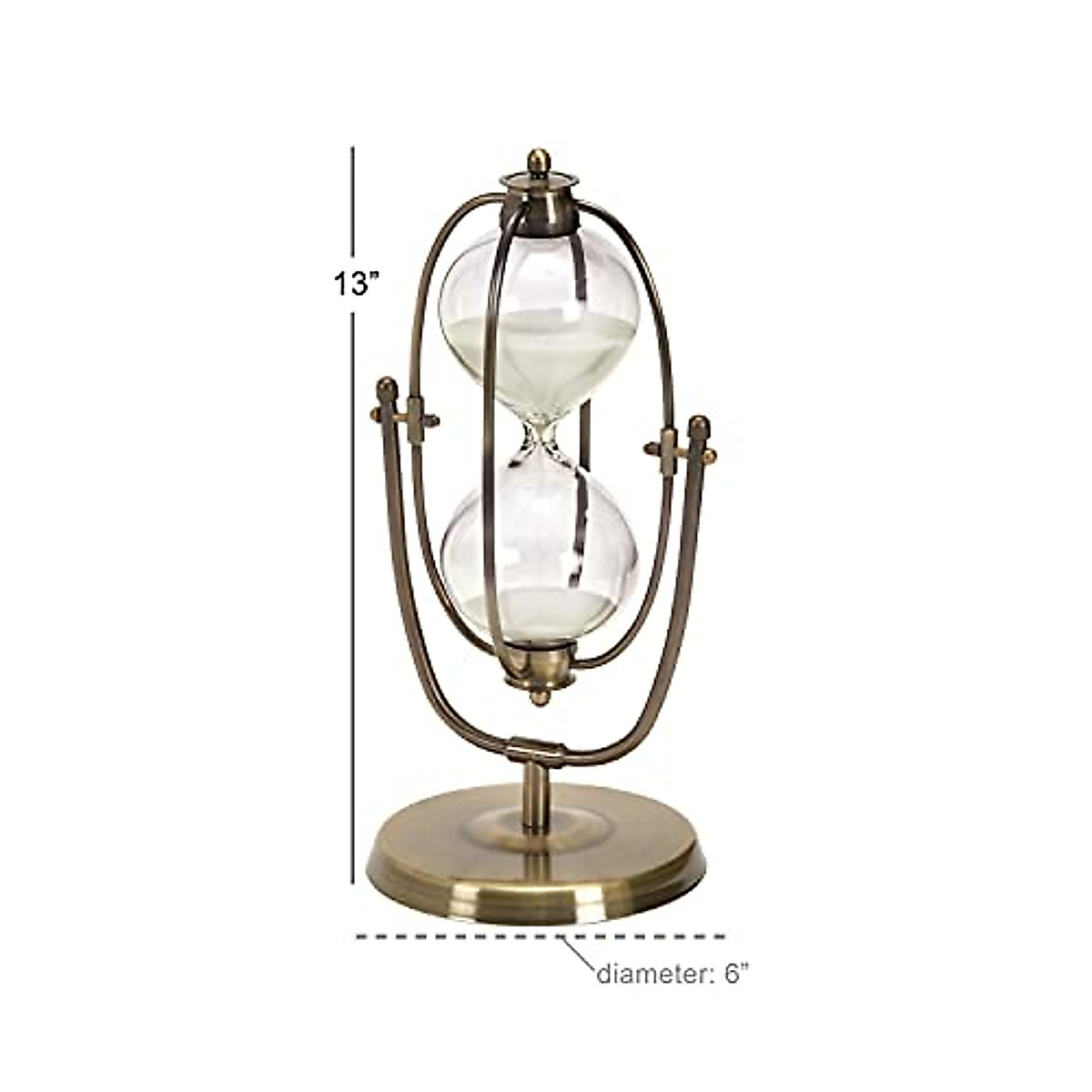 Deco 79 Glass Timer with Rotating Stand, 13" x 6" x 6", Brass