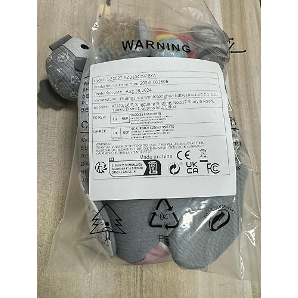 Koty Car Seat Toys, Infant Baby Spiral Plush Activity Hanging Toy for Stroller Bar Pram Crib with Music Box BB Squeaker & Rattles(Grey Elephant)