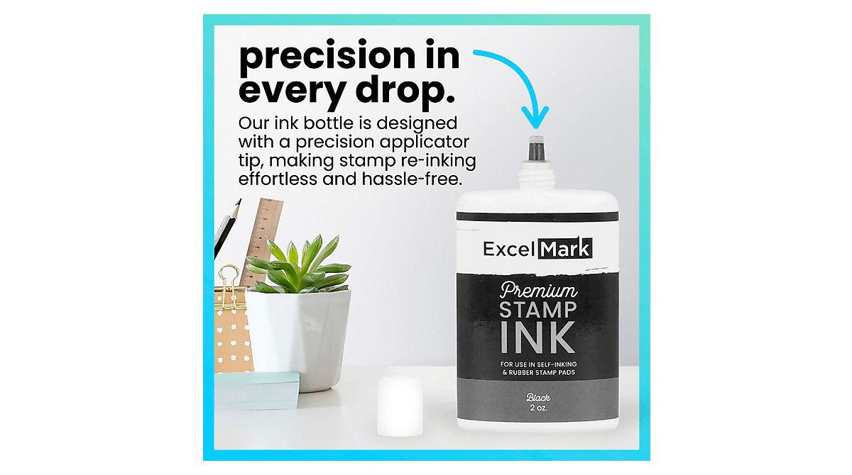 Self Inking Stamp Refill Ink - 2 oz. Black Ink | ExcelMark