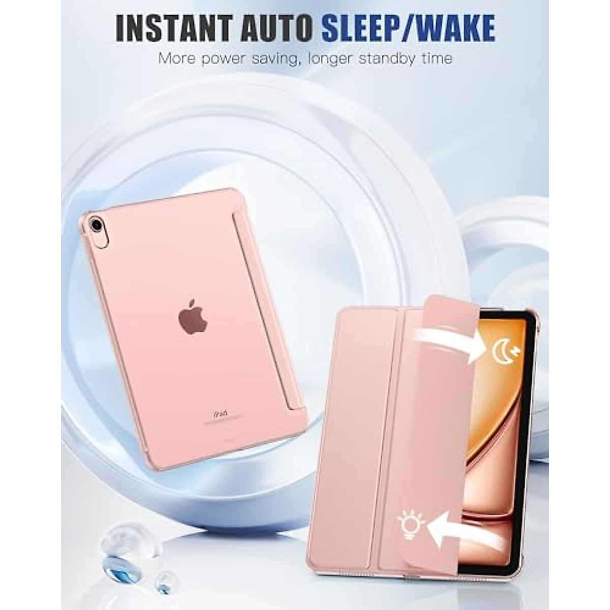 MoKo for iPad Air 6th Generation 11 Inch Case M2 2024/ iPad Air 5th Gen Case 2022/iPad Air 4th Gen Case 2020,iPad Air 11" Case with Translucent Hard Back Cover,iPad Air 6/5/4 Case, Rose Pink