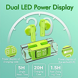 VcanFit Wireless Earbud, Bluetooth 5.3 Headphones with CVC8.0 HD Mics Call Noise Cancelling Wireless Headphones with LED Display, Earphones IP7 Waterproof Sports, 20H Playtime USB C Ear Buds for Gym