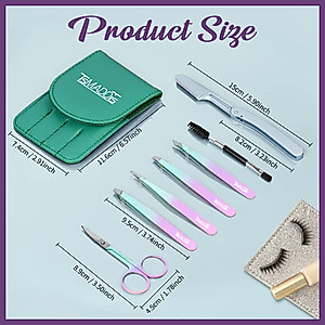 TsMADDTs Eyebrow Tweezer Set, 7 Pcs Tweezers Set for Women, Precision Tweezer for Eyebrows with Curved Scissors and Eyebrow Razor for Ingrown Hair