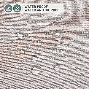 Vonabem 100% Waterproof Rectangle PVC Tablecloth, Vinyl Table Cloth Cover with Flannel Backing Oil Spill Proof Wipeable Table Cloths for Indoor Outdoor（Light Coffee，52X70IN）
