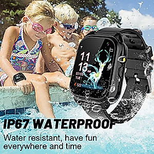 Waterproof Smart Watch for Kids 3-12 Years Boys Girls Learning Toys with 26 Puzzle Games Pedometer Camera Video Recording Music Player Alarm Timer HD Touchscreen Toddler Watch Birthday Gift
