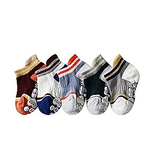 QandSweet Baby Toddler Non-Slip Socks Unisex Boy Girls' Socks Non-Skid Grips Ankle Sock (1-3T, 10 Pairs)
