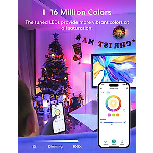 meross Smart Light Bulb, Smart WiFi LED Bulbs Compatible with Apple HomeKit, Siri, Alexa, SmartThings, Dimmable E26 Multicolor 2700K-6500K RGBWW, 900 Lumens 60W Equivalent 2 Pack